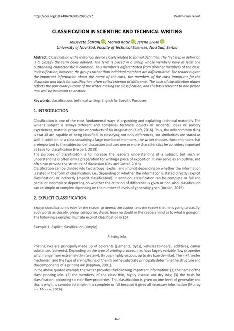 Pdf Classification In Scientific And Technical Writing
