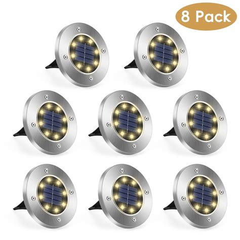 8 Led Solar In Ground Lights Mini Solar Ground Lights 8 Pack 8 Led