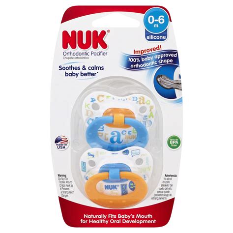 Nuk Orthodontic Natural Shape Pacifier 0 6 Months Assorted Colors