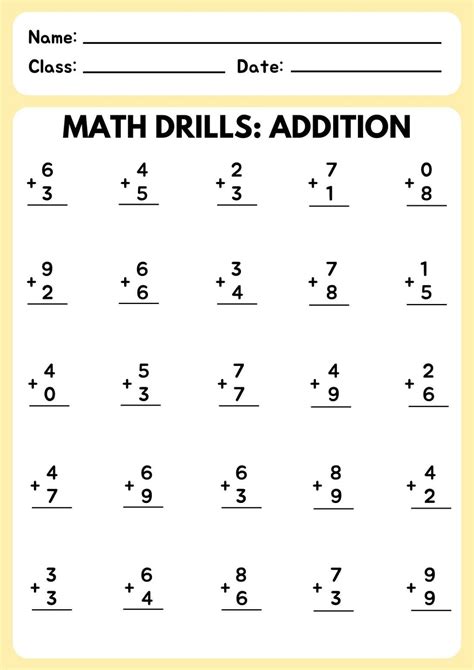 Addition Drills Worksheets Free Image And Pdf Printables