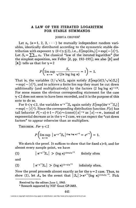PDF A Law Of The Iterated Logarithm For Stable Summands