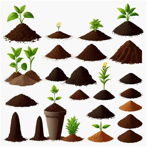 Garden Soil Vector Set White Back Premium Ai Generated Vector