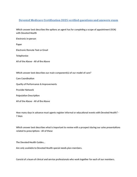 Devoted Medicare Certification 2025 Exam Questions And Answers Exams Nursing Docsity