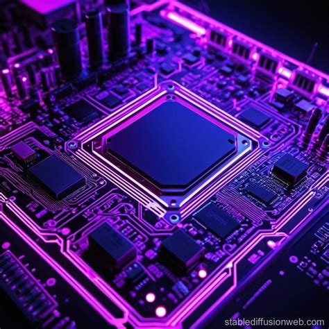 Futuristic Top View Of Glowing Pcb Chip Stable Diffusion Online
