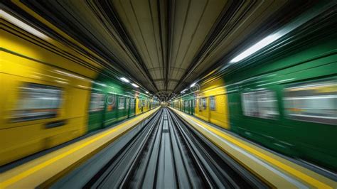 Dynamic Urban Subway Scene Motion Blur Modern Underground Station Stock