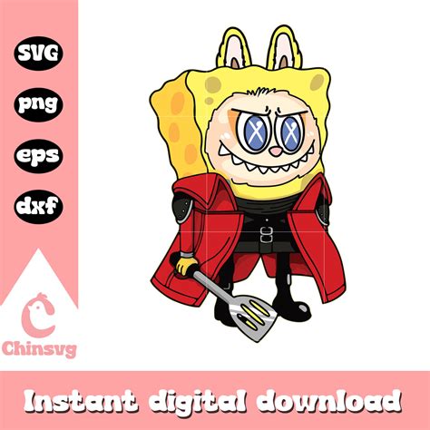 Labubu Sponge Brave Cute Doll Drawing Svg Spongebob Character Svg