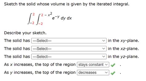 solved sketch the solid whose volume is given by the
