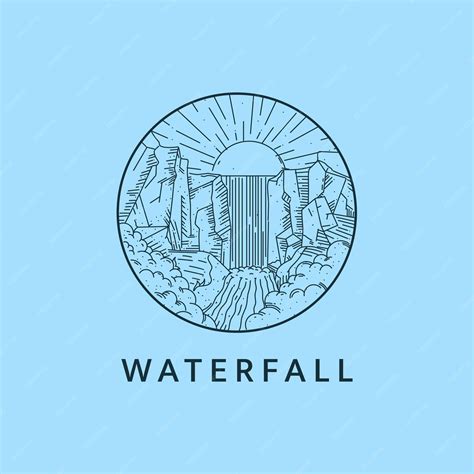 Premium Vector Minimalist Waterfall Logo Line Art Illustration Template Design With Circle