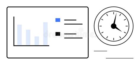 Data Analysis With Graphs And Time Management Concept Featuring Clock