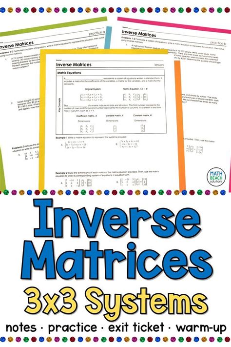 3x3 Systems Inverse Matrices Lesson Lesson High School Math