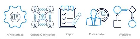 Premium Vector A Set Of 5 Data Analytics Icons As Api Interface