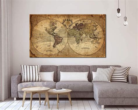 Old World Map Canvas Print Vintage Old World Map Wall Art Inspire