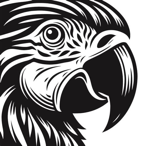 Free Parrot Head Svg Black And White Svg Vector File For Laser Cutting