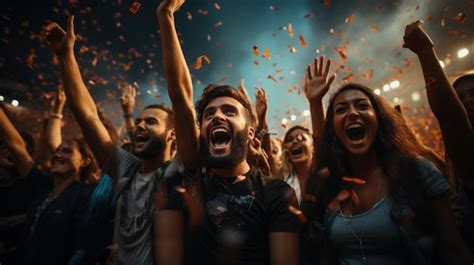Premium Ai Image Cheering Crowd At A Music Festival In Front Of A Big