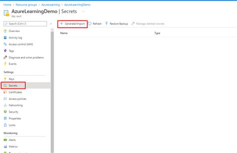 enter the name and value credentials configuration