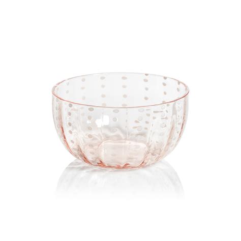 Portofino White Dot Glassware Pink