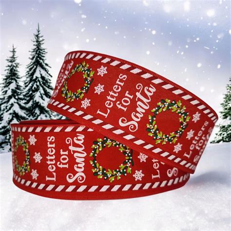 50 Yards Letters For Santa Wired Christmas Ribbon For Wreaths Bows