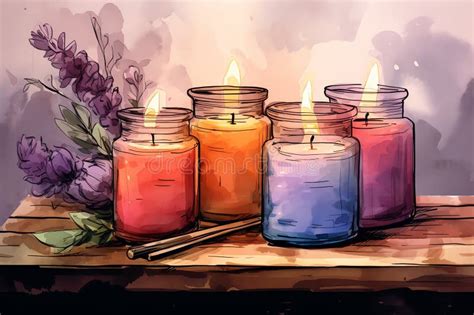 Aromatherapy Candles And Diffusers Self Care Background Stock