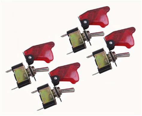 Buy Four 12 Volt Toggle Switchs Switch Spring Loaded Red Cover