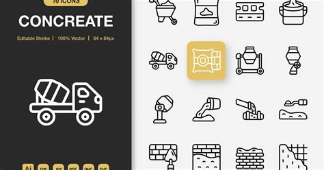 Concreate Outline Icons Icons Ft Concreate And Outdoor Envato