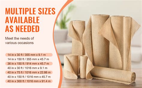 Vevor Burlap Fabric Roll Burlap Tree Wrap 1016 Mm X 914 M For Crafts