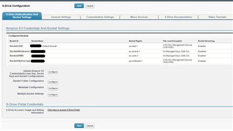 s drive authentication and bucket settings