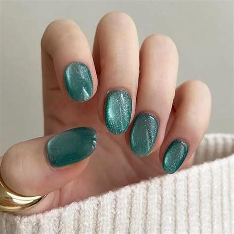 Teal Glitter Acrylic Nails