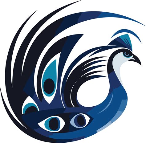 Stylized Peacock In Blue And Black 49258380 Vector Art At Vecteezy