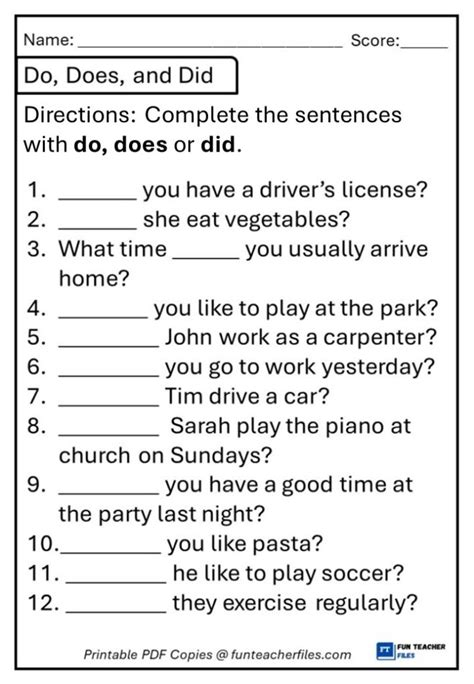 Did Worksheets Pdf Do Does And Did Worksheet 1 Deiysp