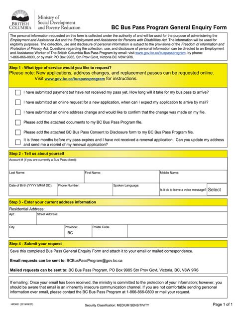 Bc Bus Pass Program General Enquiry Form Fill Out Sign And Share
