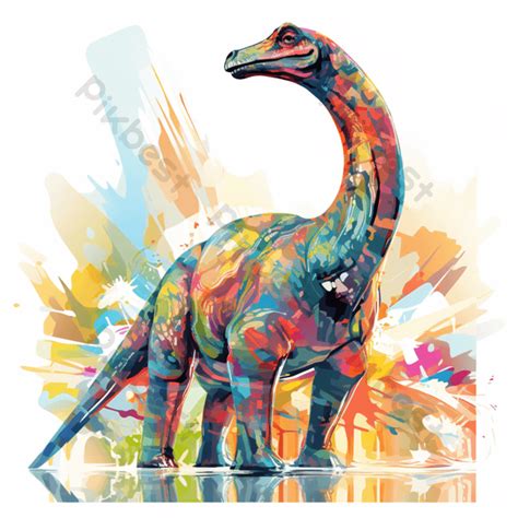 Argentinosaurus In Watercolor Canvas Print On White Background Png