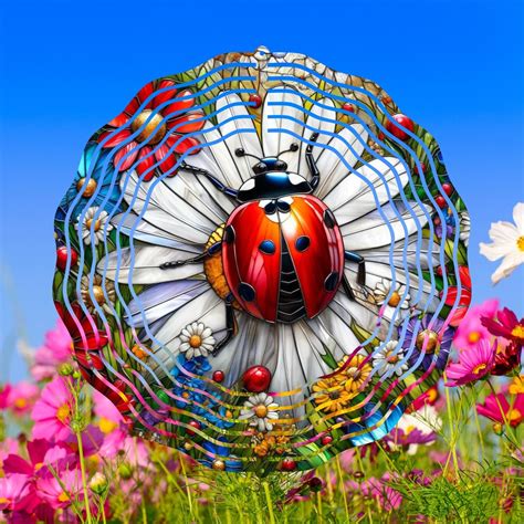 Ladybug Wind Spinner Stained Glass Sublimation Design Cute Design