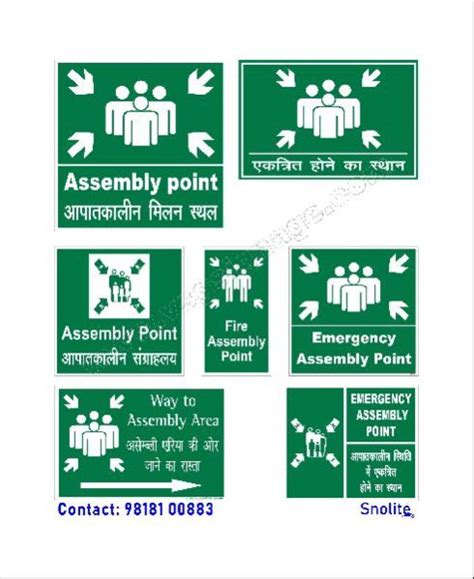Rectangular Assembly Area Sign Board For Work Place Size 12 X 12
