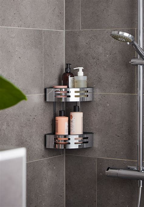 Two Tier Corner Shower Tidy With Removable Tray Chrome Miller Bathroom