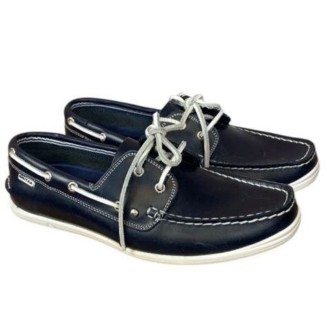 Nautica Shoes Nautica Navy And White Leather Slip On Classic Boat