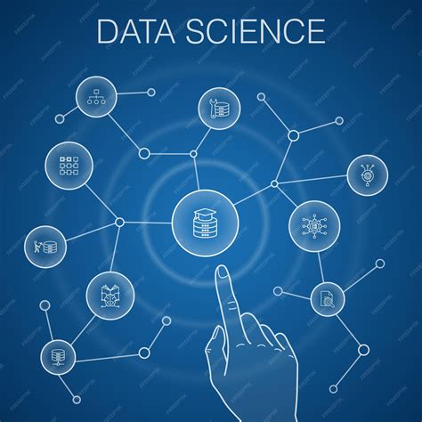 Premium Vector Data Science Concept Blue Background Machine Learning Big Data Database