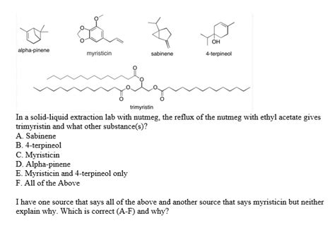 Solved In A Solid Liquid Extraction Lab With Nutmeg The