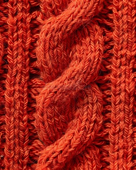 Knitted Red Textile With Braided Pattern Winter Fashion Detail Stock Image Image Of Braided