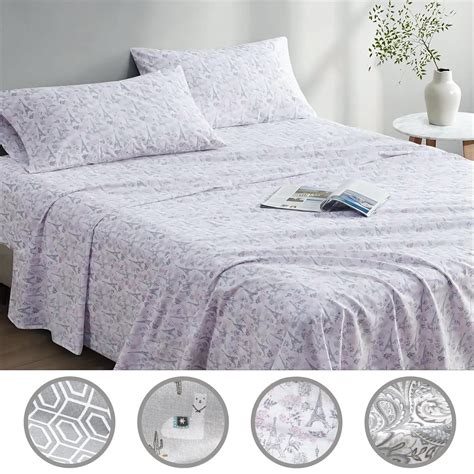 Comfort Spaces 100 Cotton Full Sheet Set 4 Pieces Standard Home Style Gray Paisley