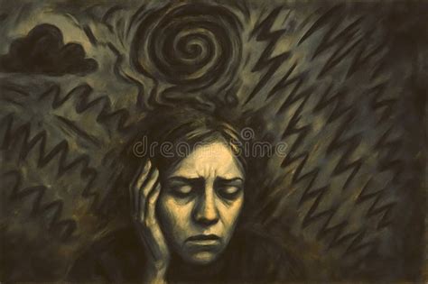 Depression Mind Girl Abstract Dark Art Stock Illustration