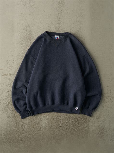 Vintage 90s Navy Blue Russell Athletic Blank Crewneck Lxl