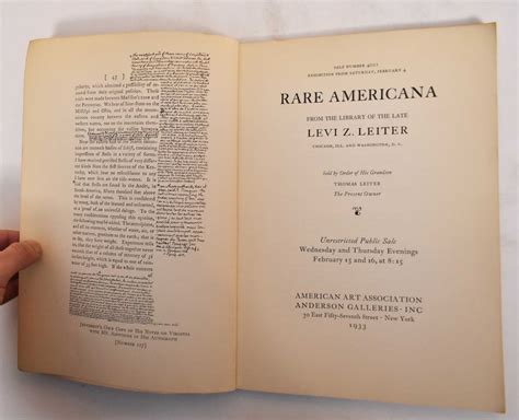 Rare Americana From The Library Of The Late Levi Z Leiter Levi Z Leiter