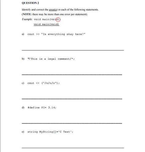 Solved QUESTION Identify And Correct The Error S In Each Chegg Com