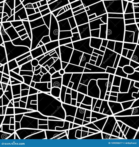 Seamless City Map Pattern Cartoon Vector 109598677