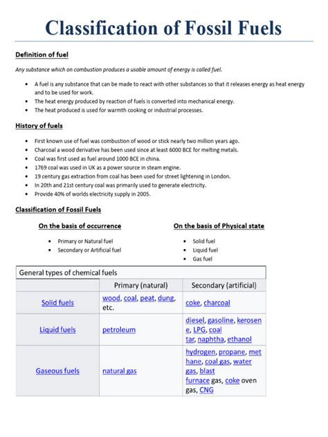 Classification Of Fossil Fuels Pdf Fuels Natural Gas