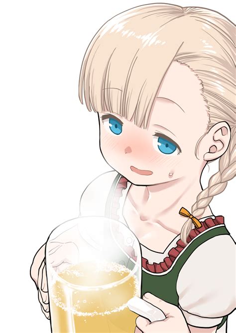 Safebooru 1girl Alcohol Beer Beer Mug Blonde Hair Blue Eyes Blush