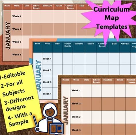 Editable Curriculum Map Course Map Content Map By Alia Skaik