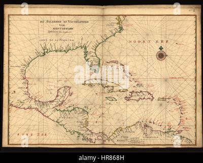 17th Century Map Of The West Indies Western Islands Cuba Hispaniola
