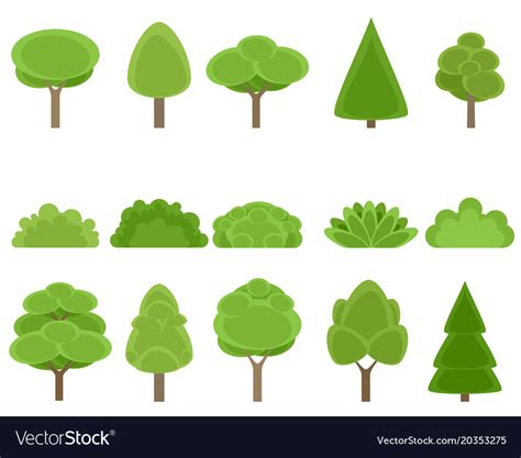 Set Of Trees And Shrubs Royalty Free Vector Image