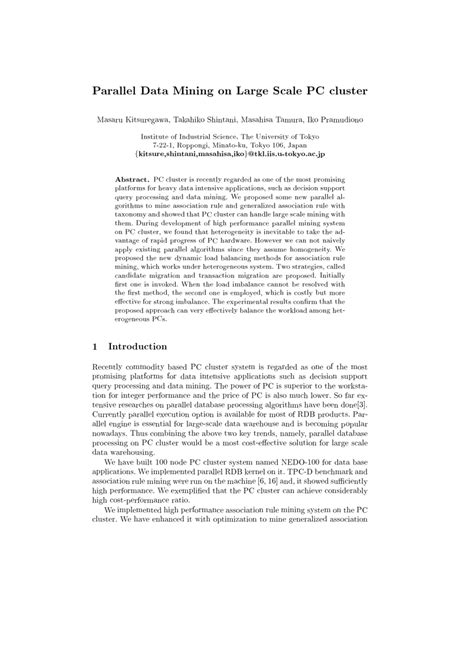 Pdf Parallel Data Mining On Large Scale Pc Cluster